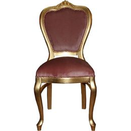 Casa Padrino Besucherstuhl Barock Luxus Damen Stuhl Rosa / Gold