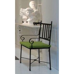 Casa Padrino Gartenstuhl Luxus Jugendstil Gartenstuhl mit Armlehnen und Sitzkissen Schwarz / Grün 47 x 50 x H. 103 cm