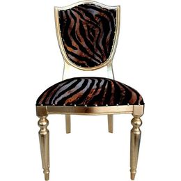Casa Padrino Esszimmerstuhl Art Deco Luxus Esszimmer Stuhl Leopard / Gold