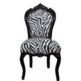 Casa Padrino Esszimmerstuhl Barock Esszimmer Stuhl ohne Armlehnen Schwarz / Zebra