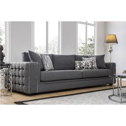 JVmoebel 2-Sitzer Luxus Wohnzimmer Sofa 2 Sitz Zweisitzer grau Couch Chesterfield