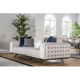 JVmoebel 2-Sitzer Luxus Wohnzimmer Sofa 2 Sitz Zweisitzer Weiß Chesterfield Couchen