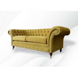 JVmoebel Chesterfield-Sofa Senf Dreisitzer Chesterfield Möbel luxus Design Neuer 3-er