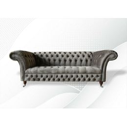 JVmoebel Chesterfield-Sofa Grauer Chesterfield 3-Sitzer luxus Textil Möbel Design Neu