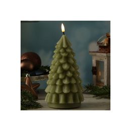 Deluxe Homeart LED-Kerze Tannenbaum Weihnachtsbaum Deluxe Echtwachs flackernd H: 18cm hellgrün (1-tlg)