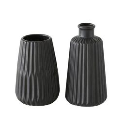 BOLTZE GRUPPE GMBH Tischvase Vase Blumenvase Porzellan Esko matt schwarz 2erSet