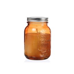 MARELIDA Outdoorkerze Duftkerze Citronella im Glas mit Deckel orange Echtwachs Outdoorkerze (1-tlg)