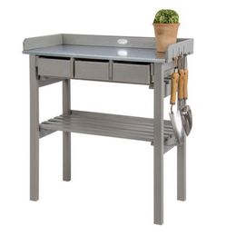 Esschert Design Pflanztisch Gartentisch Pflanztisch Arbeitstisch grau L 78 x T 38 x H 82