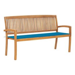 furnicato Gartenbank Stapelbare mit Auflage 159 cm Massivholz Teak