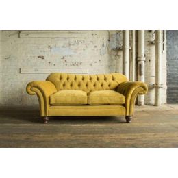 JVmoebel 2-Sitzer Stoff Classic Polser Möbel Sofa 2 Sitzer Chesterfield Gelb Textil