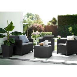 Keter Sitzgruppe Keter Lounge-Sitzgruppe Emma 4-Sitzer mit Sitzkissen Gartengarnitur