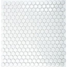 Mosani Keramik Mosaikfliesen Knopfmosaik LOOP Rundmosaik weiß glänzend Wand Küche Dusche BAD