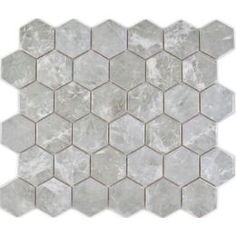 Mosani Mosaikfliesen Keramikmosaik Mosaikfliesen grau glänzend / 10 Mosaikmatten