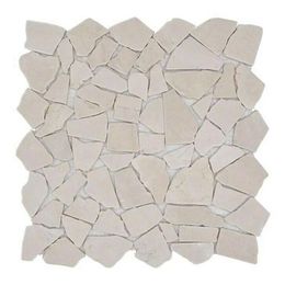 Mosani Mosaikfliesen Mosaik Bruch Marmor Naturstein weiß creme Polygonal Küche Bad