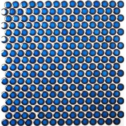 Mosani Mosaikfliesen Knopfmosaik LOOP Rundmosaik dunkelblau kobalt Wand Küche Dusche