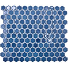 Mosani Mosaikfliesen Keramikmosaik Mosaikfliesen blaugrün glänzend / 10 Mosaikmatten