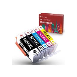 Toner Kingdom 5pk PGI-580XXL CLI-581XXL Multipack Tintenpatrone (für CANON 580 581 TS6200 6151 8351 9150 6350 TR8550)