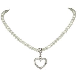 LUISIA® Perlenkette Perlencollier "Vika" mit Herzanhänger mit Swarovski® Kristallen