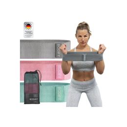 BODIFY Widerstandsband Bodify® Fitnessbänder aus Stoff – Rutschfeste Gymnastikbänder für ein gezieltes Training – Sport Widerstandsbänder für Zuhause – Fitness Band Set mit 3 Widerständen