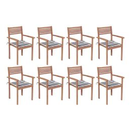 furnicato Gartenstuhl Stapelbare Gartenstühle mit Kissen 8 Stk. Massivholz Teak