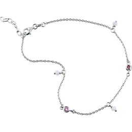 SilberDream Fußkette mit Anhänger SilberDream Perlen Fußkette Damen rosa (Fußkette)