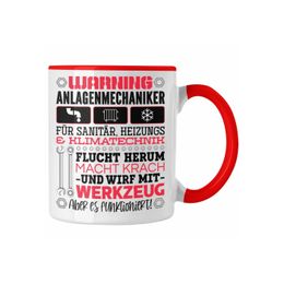 Trendation Tasse Anlagenmechaniker Tasse Geschenk Spruch Männer Warning