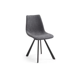 Natur24 Esszimmerstuhl 2er Set Stühle Alve graphit und Stahl schwarz 46x83x60cm stuhl