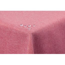 First-Tex Tischdecke, Tischdecke Leinenoptik Lotuseffekt abwaschbar mit gerader Saumkante135x180 eckig rosa