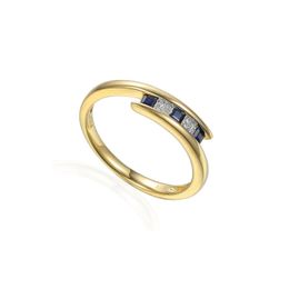 Stella-Jewellery Solitärring 585er Gelbgold Ring mit Saphir und Diamant Gr. 54 (inkl. Etui