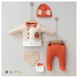 Engelbaby Erstausstattungspaket 5-teiliges Erstausstattungs Set Bären-Motiv 0-3 Monate 100% Baumwolle (Set komplett Outfit