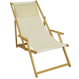ERST-HOLZ Gartenliege Deckchair weiß Liegestuhl Kissen klappbare Sonnenliege Gartenliege