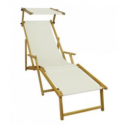 ERST-HOLZ Gartenliege Gartenliege Sonnenliege weiß Liegestuhl Fußteil Sonnendach Deckchair