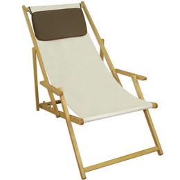 ERST-HOLZ Gartenliege Deckchair weiß Liegestuhl Kissen klappbare Sonnenliege Gartenliege