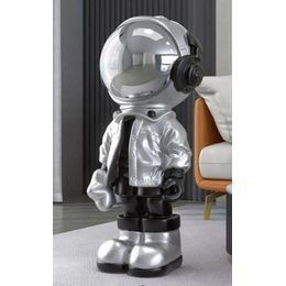 Casa Padrino Skulptur Casa Padrino Luxus Designer Deko Skulptur Astronaut Silber / Schwarz 30 x H. 70 cm