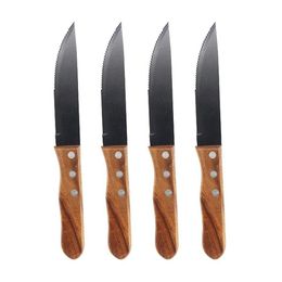 HIT Trading Steakmesser 4x JUMBO STEAKMESSER Set 25cm Schwarz Holzgriff Grillmesser Messer Messerset 03 (4 Stück)