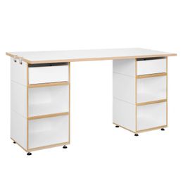 stocubo GmbH Regal-Schreibtisch Flexibler Home-Office Schreibtisch aus Holz weiß Design