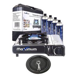 Maximum Camping-Gasgrill Edelstahl Set