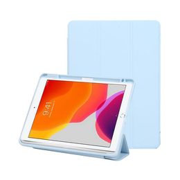 Wigento Tablet-Hülle Für Apple iPad 10.2 2019 / 2020 / 2021 teilbares 3folt Wake UP Smart Cover Hell Blau Tablet Tasche Hülle