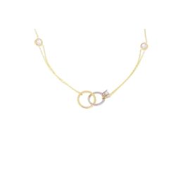 Stella-Jewellery Collier 585 Gold Collierkette Kreis Ring Anhänger Zirkonia (inkl. Etui)