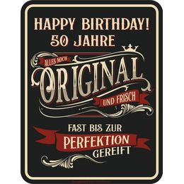 Rahmenlos® Metallschild als Geburtstagsgeschenk "50 Jahre zur Perfektion gereift"