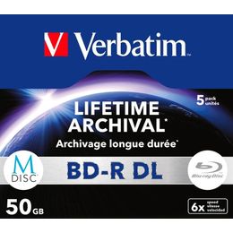 Verbatim Blu-ray-Rohling 5 Verbatim Rohlinge M-Disc Blu-ray BD-R Dual Layer 50GB 6x Jewelcase