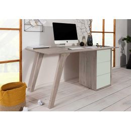 Massivmöbel24 Massivmoebel24 Kleiderschrank TROMSO (Moderner Schreibtisch mit 3 Schubladen