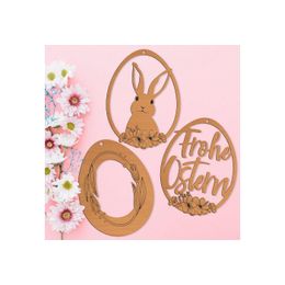 Namofactur Osterei Osterdeko Dekohänger Holz Osterhase / Frohe Ostern Anhänger (Set