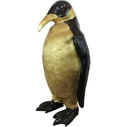 Casa Padrino Skulptur Designer Dekofigur Pinguin Schwarz / Gold 24 x 20 x H. 48 cm