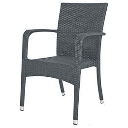 etc-shop Stuhl, 2x Garten Stapelstuhl Terrasse Stuhl Stühle Sessel Rattan Optik grau