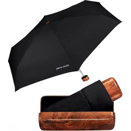 Pierre Cardin Taschenregenschirm leichter Minischirm mit Etui mybrella Noire