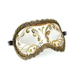 Carta Alta Venetian Masks Verkleidungsmaske Handarbeit Original Venezianische Maske Damen Colombina Decor Era Gold Weiss