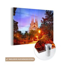 MuchoWow Acrylglasbild Kathedrale Sagrada Familia in der Abenddämmerung Barcelona