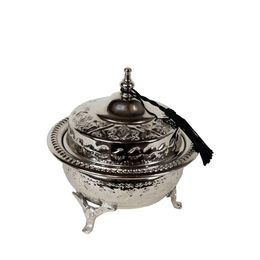 Marrakesch Orient & Mediterran Interior Zuckerdose Orientalische Zuckerdosen Dosen aus Messing in Silber Etana 14cm