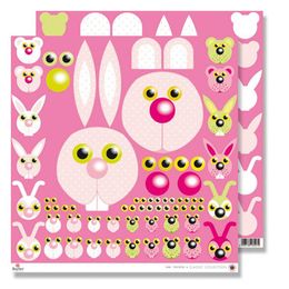 Rayher Papierdekoration Scrapbooking-Papier rabbit Hase rosa